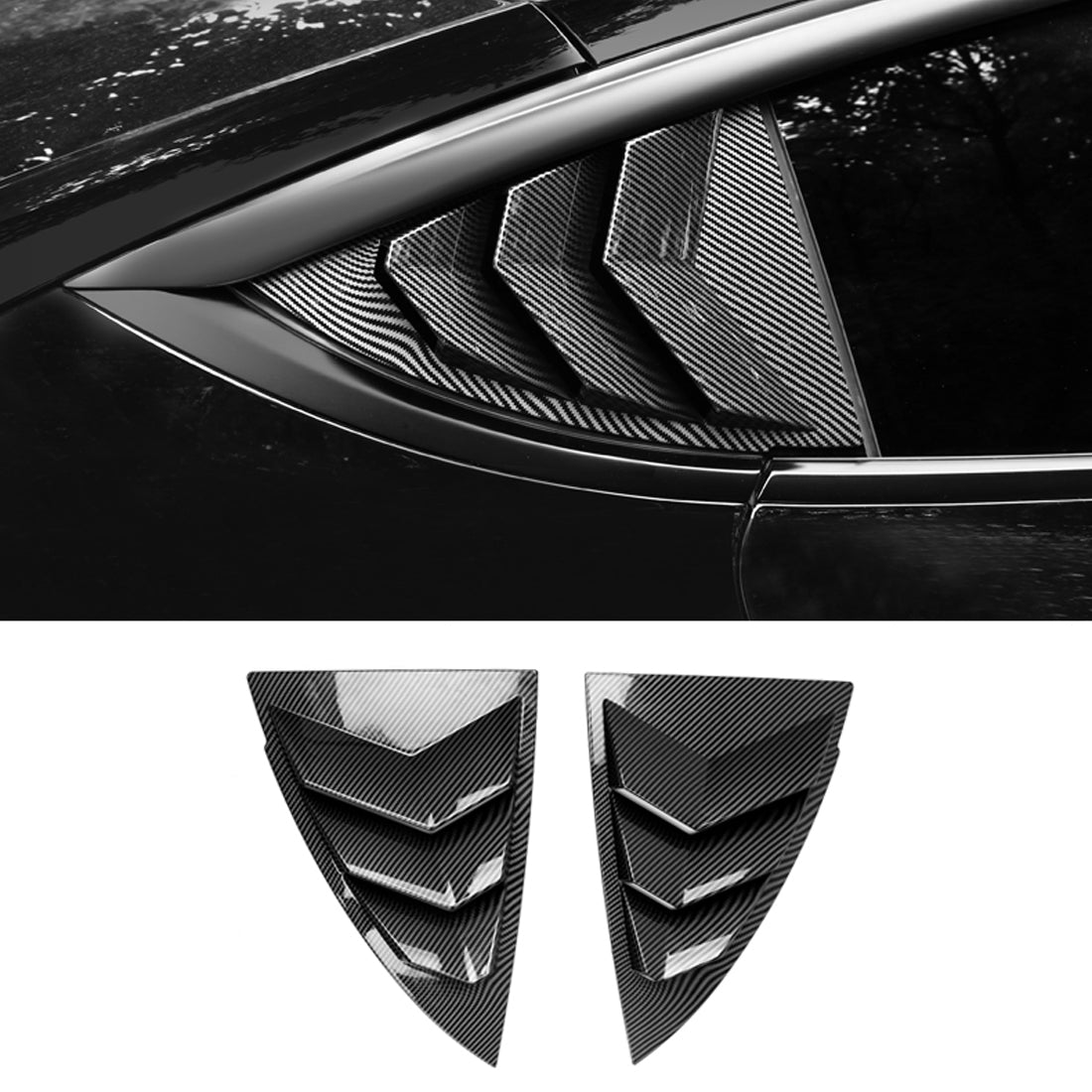 2020-2021 Tesla Model Y Carbon Fiber Look Rear Side Window Louvers ...