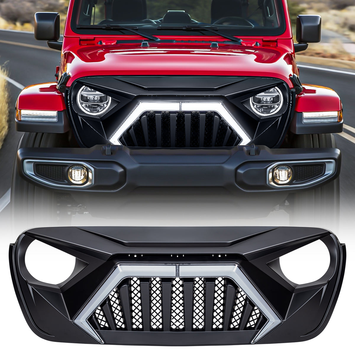 AMERICAN MODIFIED Goliath Grille w/ DRL For 18+ Jeep Wrangler JL ...