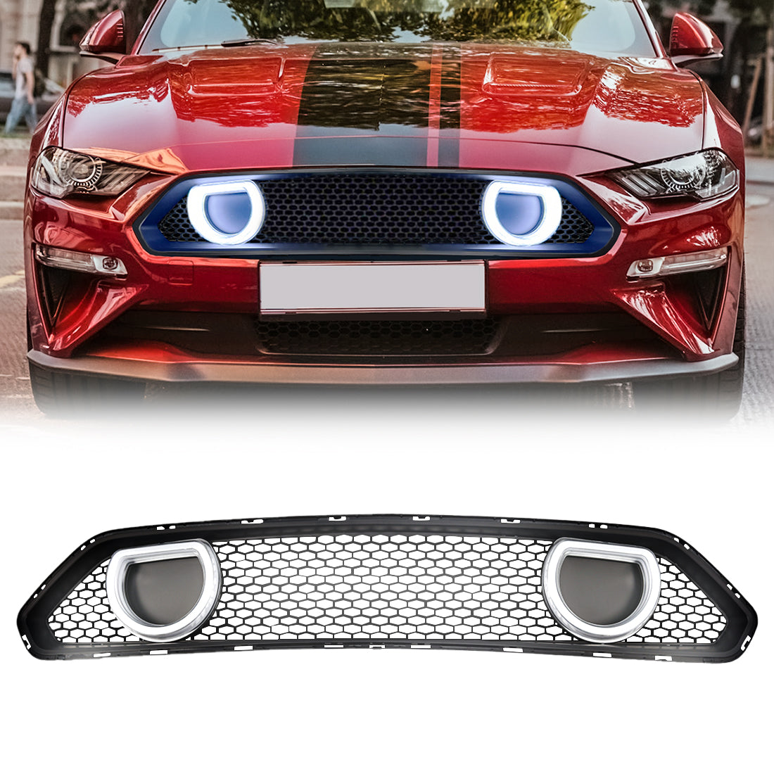 2018-2023 Ford Mustang Mach 1 Front Upper Grille W/ DRL LED — AMERICAN ...