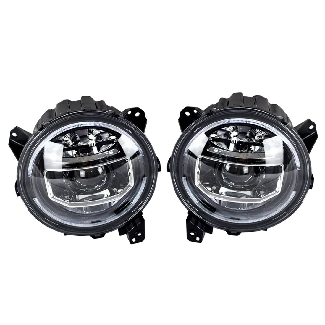 AMERICAN MODIFIED 9 Inch LED Halo Headlights & Vader Grille w/ Mesh ...