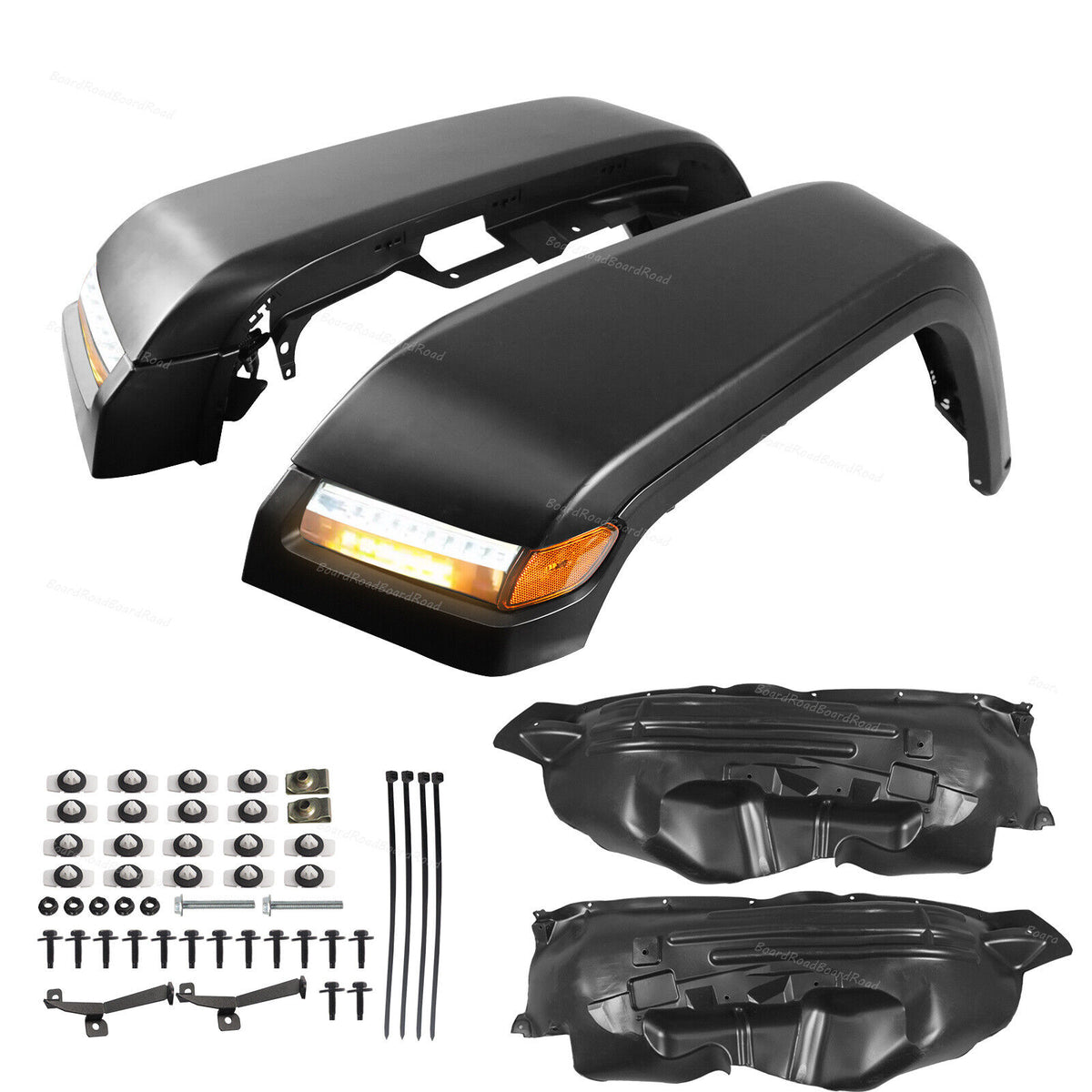 JK to JL Conversion Front Fender Flare W/ LED Lights & Inner Fenders F ...