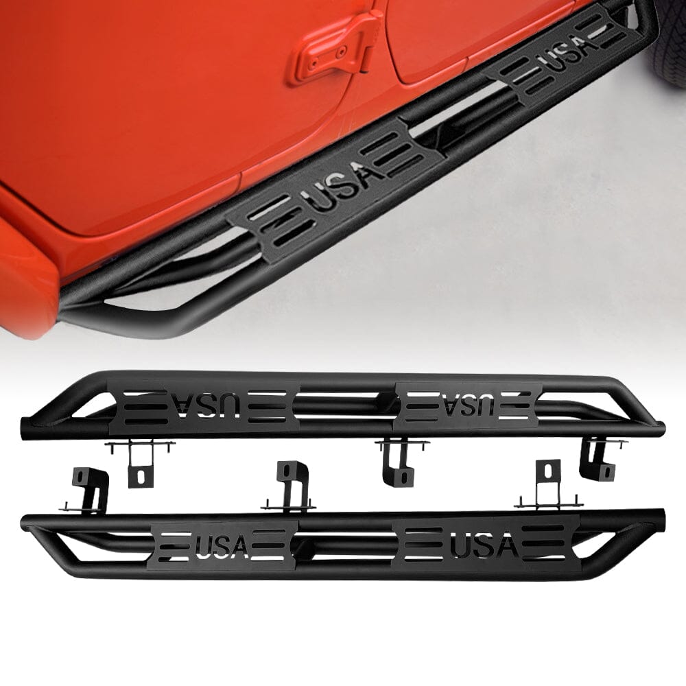 American Modified Side Step Bars - USA Style 4 Door for 18-23 Jeep ...
