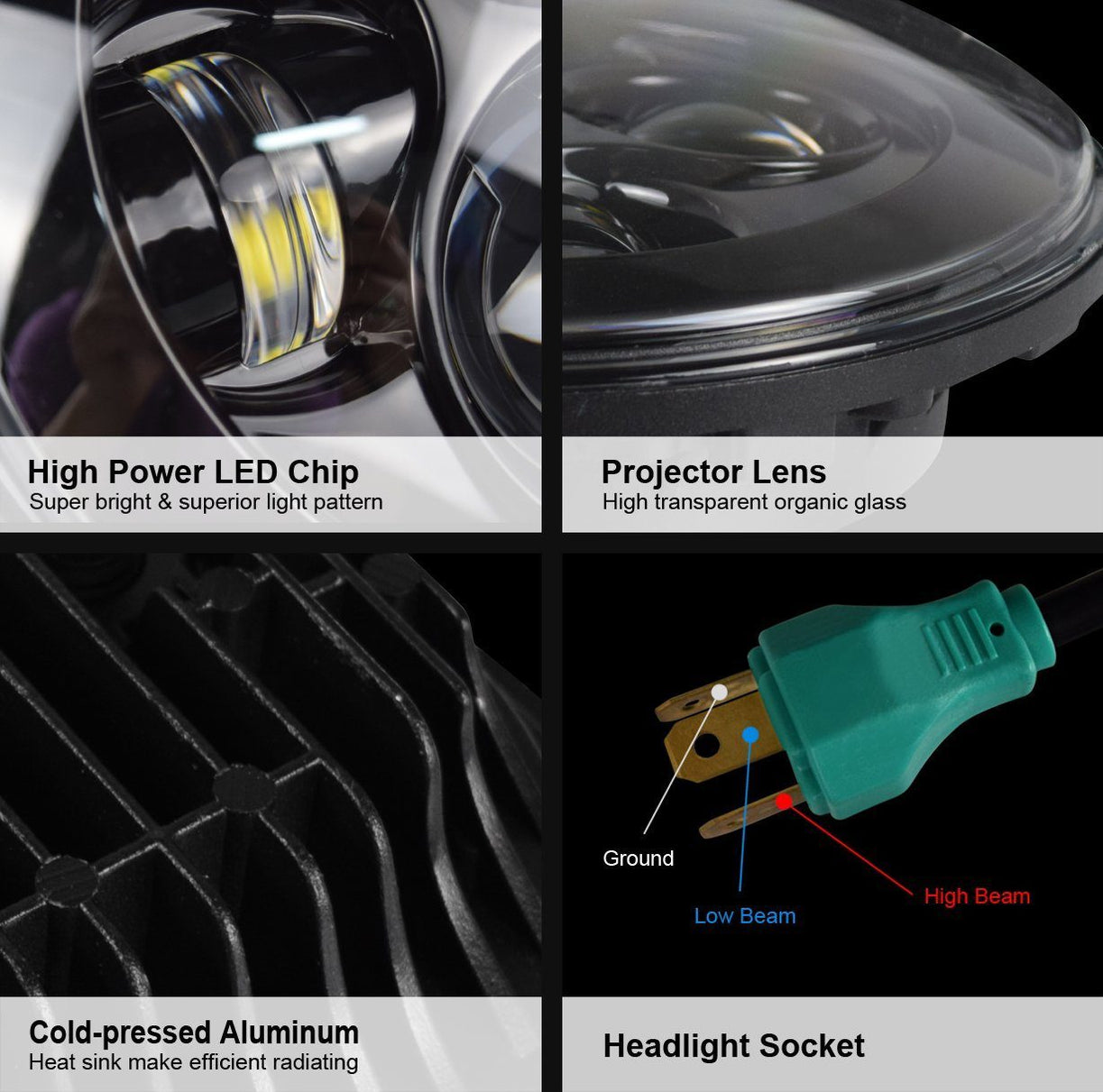 American Modified Smoked Lens LED Headlights for 97-18 Jeep Wrangler TJ ...