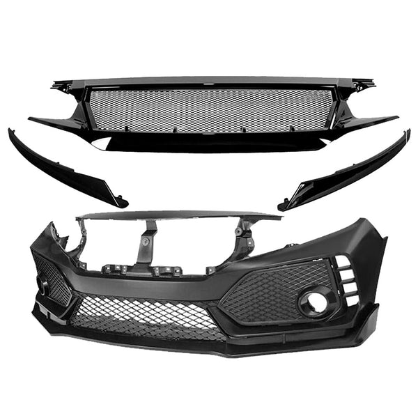 2016-2019 Honda Civic Type R Style Conversion Front Bumper w/Sports ...