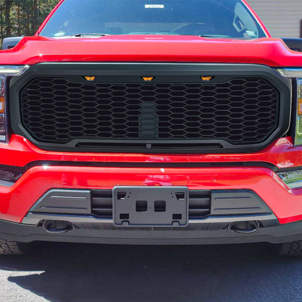 Mesh Front Grille w/ Amber Lights for 2021-2022 Ford F150