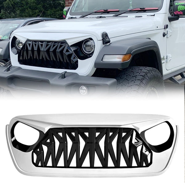 Shark Grille - White & Black for 18-22 Jeep Wrangler JL & Gladiator JT ...