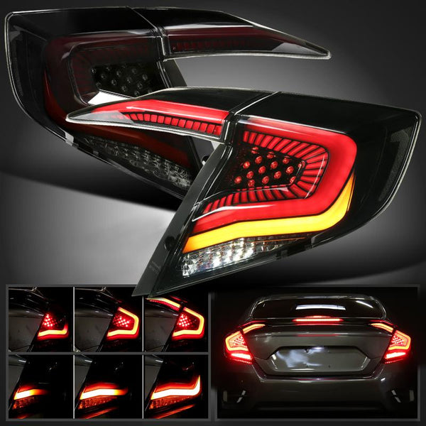 Sports Grille & Smoked Honeycomb LED Tail Lights Combo for 16-20 Honda