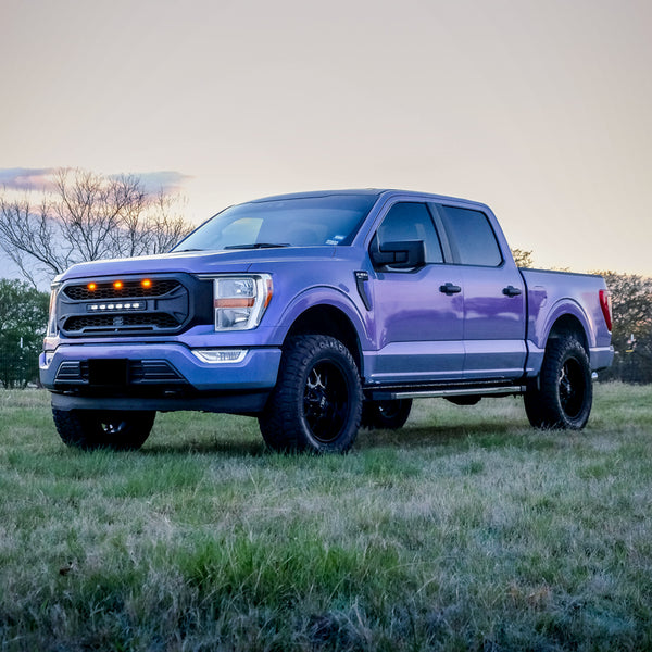Armor Grille w/Off-Road Lights- Matte Black for 2021-2022 Ford F150 ...